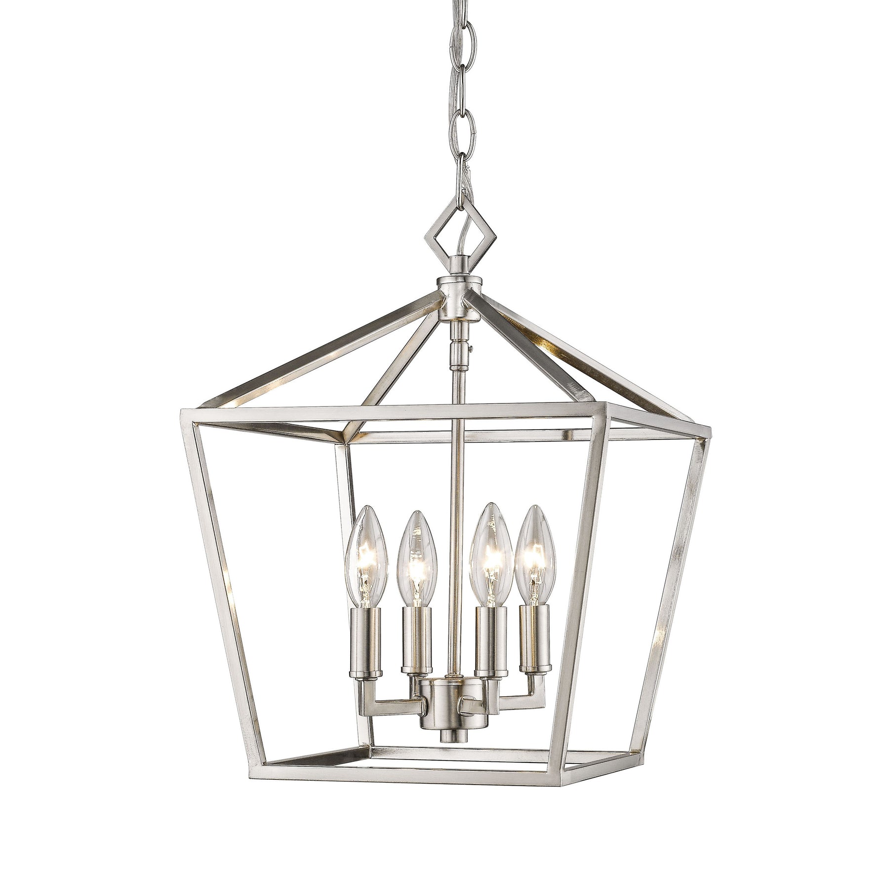 Nickel Geometric Cage Lantern | Lighting Connection